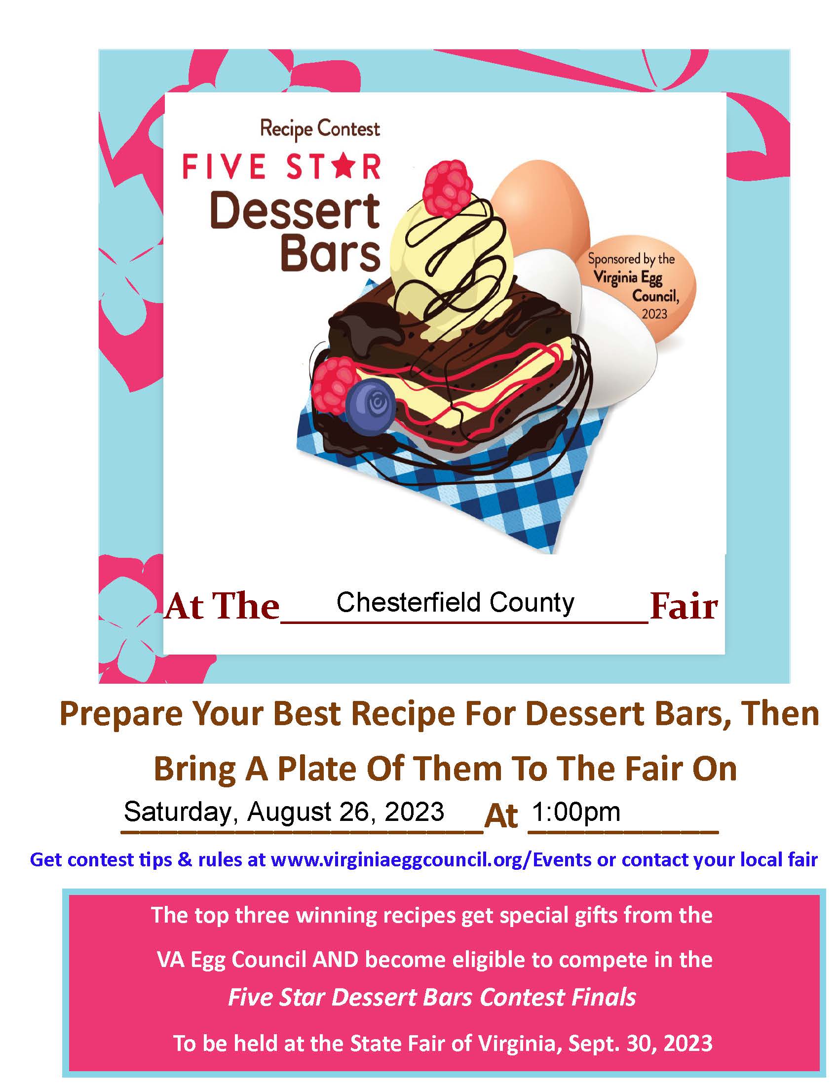 Virginia Egg Council Dessert Bar Contest - Chesterfield County Fair